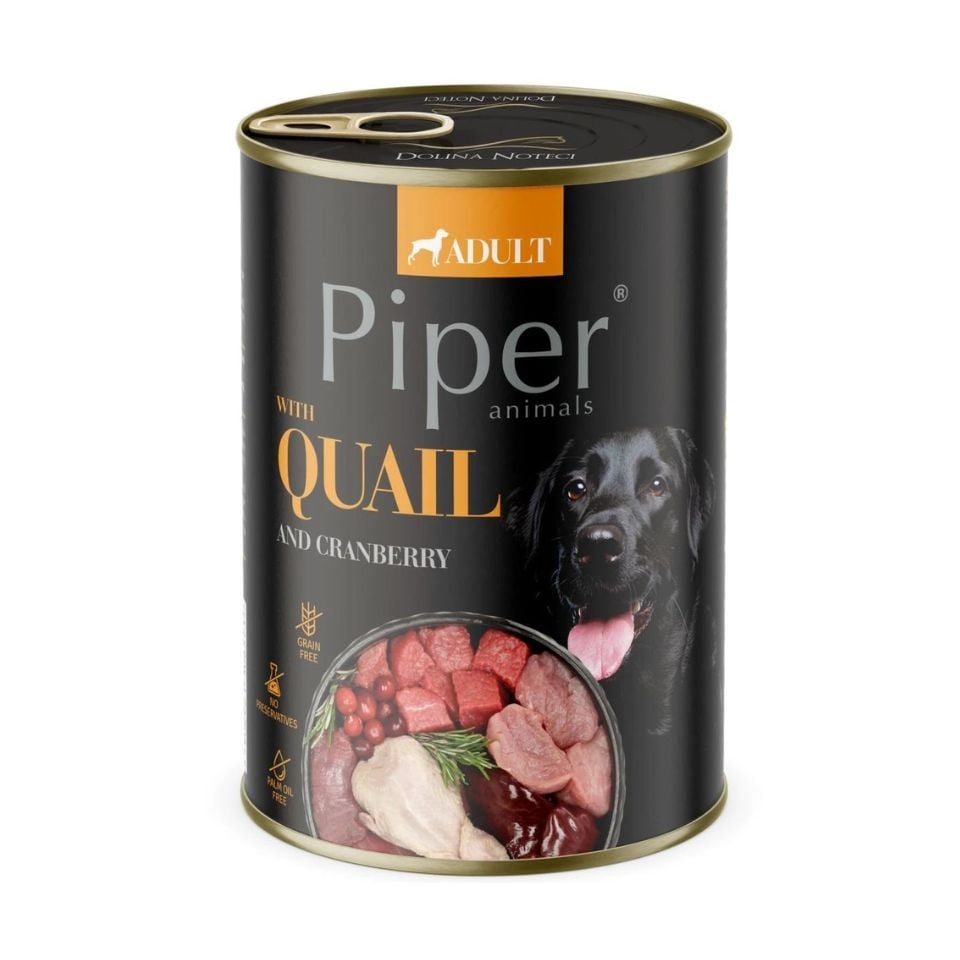 PIPER Blötfoder med vaktel och tranbär för hundar 400g - Fera.se